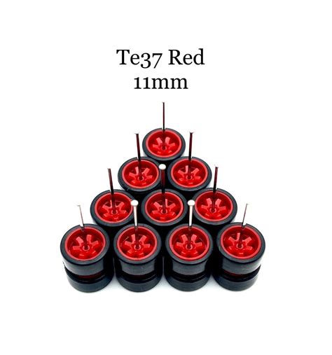 Te37 Red 5 Pack Set 11 Mm 164 Scale W Rubber Tires Etsy