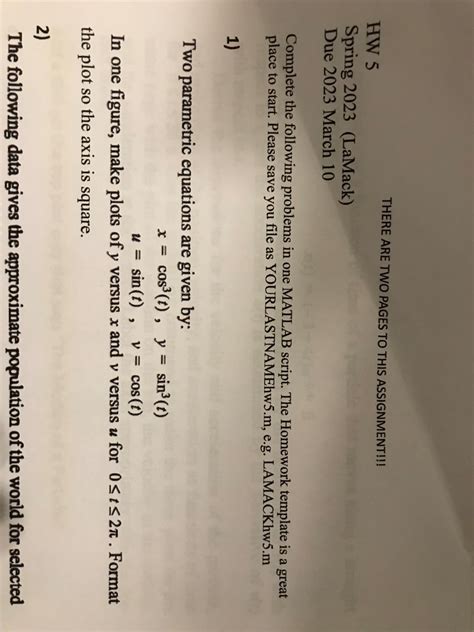 Solved Hw 5 There Are Two Pages To This Assignment Spring