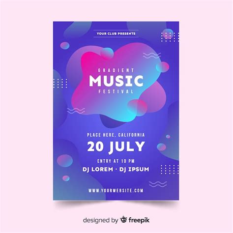 Free Vector Abstract Liquid Effect Music Festival Poster Template