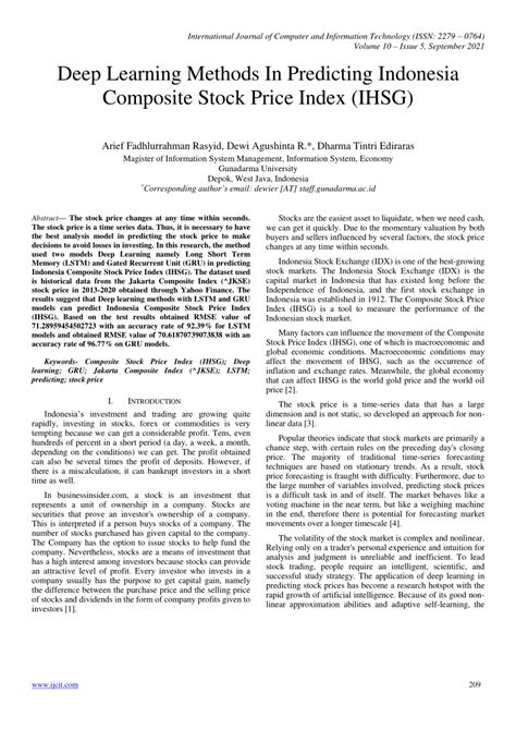Pdf Deep Learning Methods In Predicting Indonesia Composite Stock