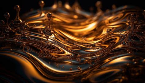 Shiny Metallic Wave Pattern Reflects Futuristic Fantasy Decoration Generated By Ai Stock