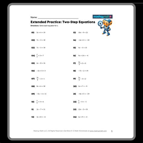 Two Step Equations Worksheets Two Step Equations Interactive Notes