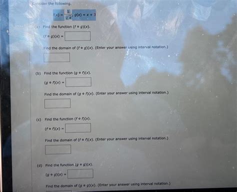 Solved Gonsider The Following F X X1 G X X 3 A Find The