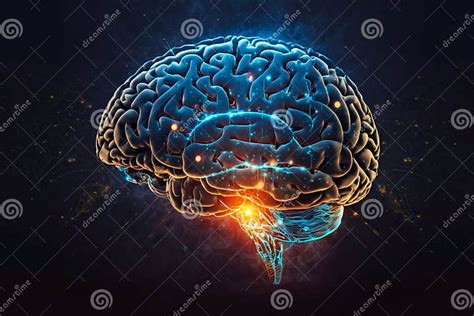 Human Brain Processing Glow With Technology Connection Data Symbols Generative Ai Stock