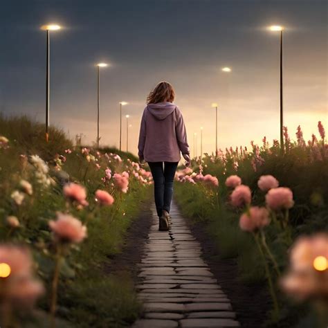Premium Photo A Person Walking Along A Path Symbolic Of Personal Growth Ai