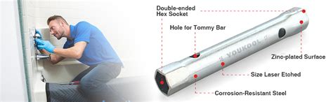 Youkool 10 Piece Plumbers Spanner Wrench Set Dual Ended Socket Wrench For Shower Valves