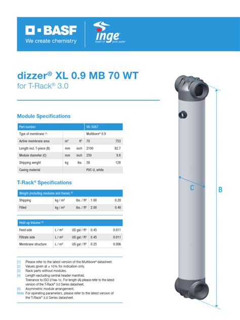 Inge Technical Specifications Dizzer Xl For T Rack 30 Pdf