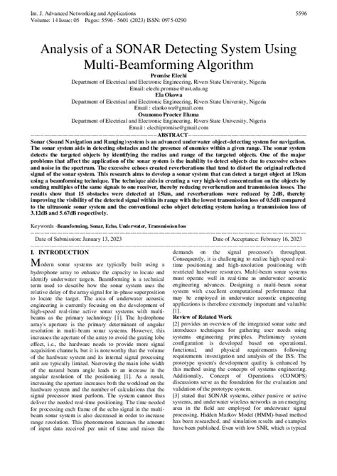 Pdf Analysis Of A Sonar Detecting System Using Multi Beamforming