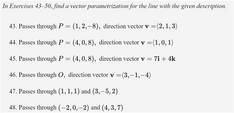 solved in exercises 43 50 find a vector parametrization for