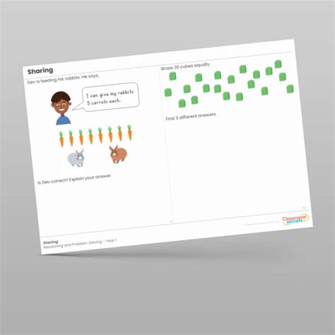 Year 1 Sharing Reasoning And Problem Solving Resource Classroom Secrets
