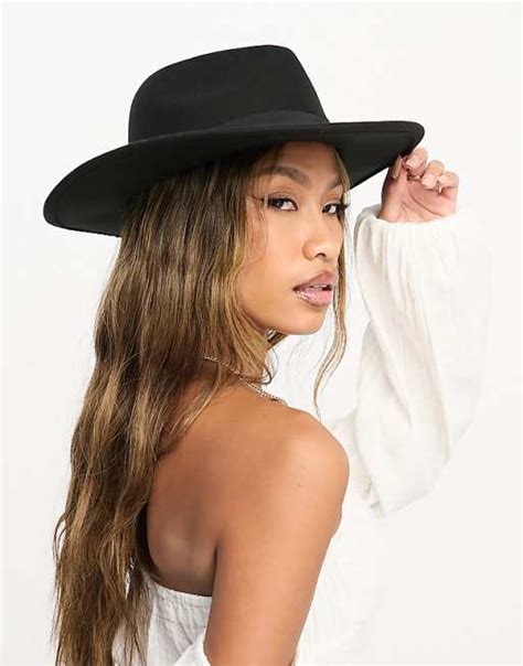 asos design structured fedora hat with size adjuster in black asos