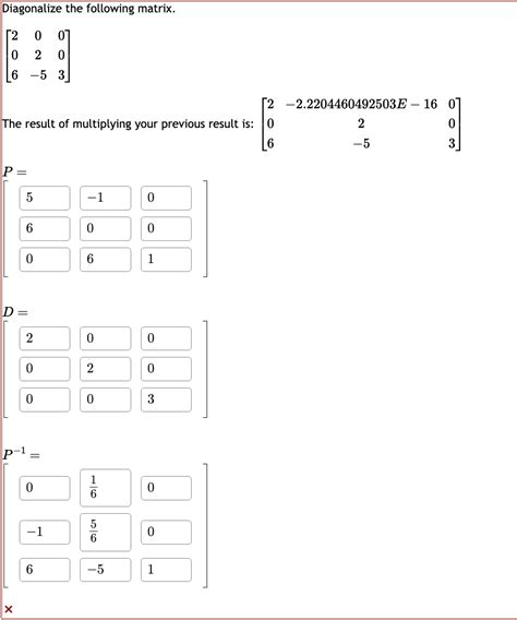 solved diagonalize the following matrix ⎣⎡20602−5003⎦⎤ the