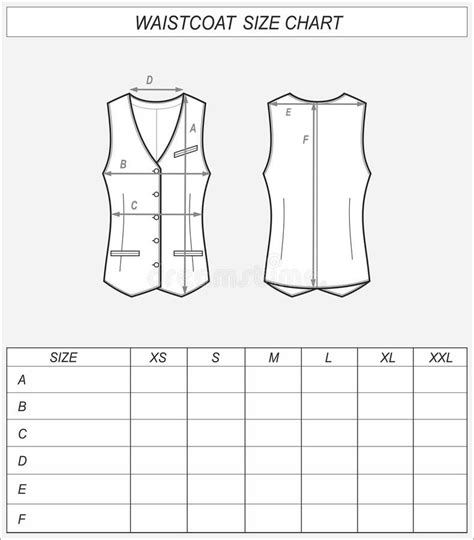 Waistcoat Size Chart Business Vest Stock Vector Illustration Of Mockup Sketch 315543615