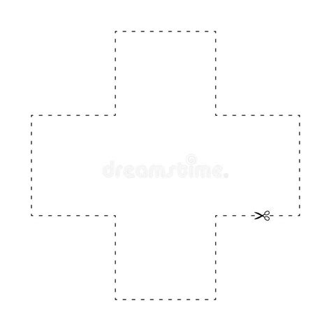 Scissors On Dashed Line Cross Shape Dash Line And Scissors Dash