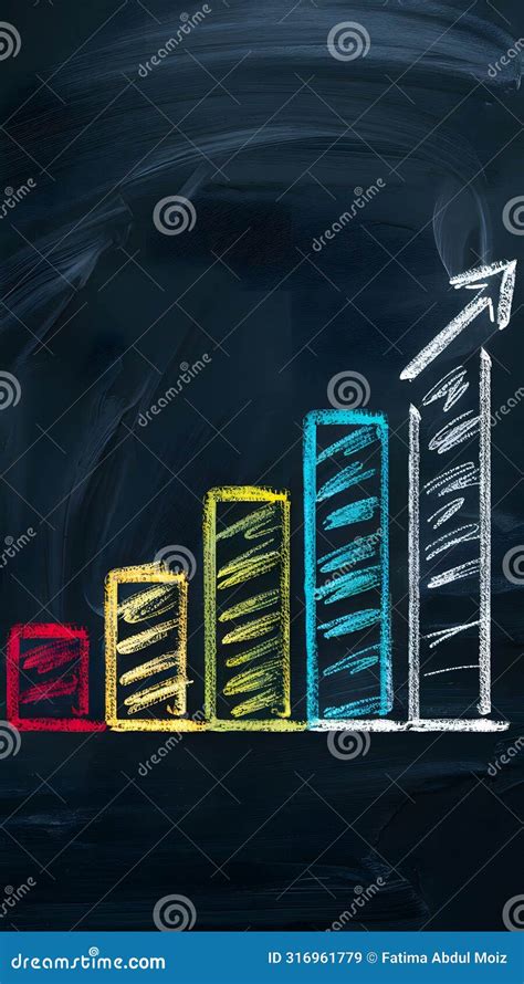 Colorful Bar Chart On Chalkboard Symbolizes Growth And Advancement In Vibrant Manner Stock Image
