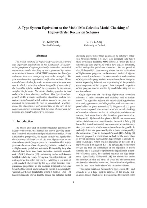 pdf a type system equivalent to the modal mu calculus model checking