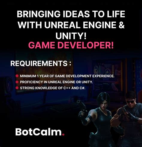 gamedeveloper hiringnow unrealengine unity botcalm