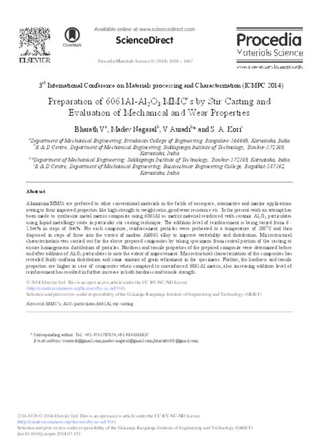 Pdf Preparation Of 6061al Al2o3 Mmcs By Stir Casting And Evaluation