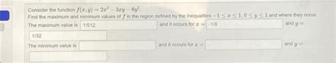 Solved Consider The Function F X Y Find The Maximum And Chegg Com