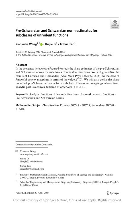 Pre Schwarzian And Schwarzian Norm Estimates For Subclasses Of Univalent Functions