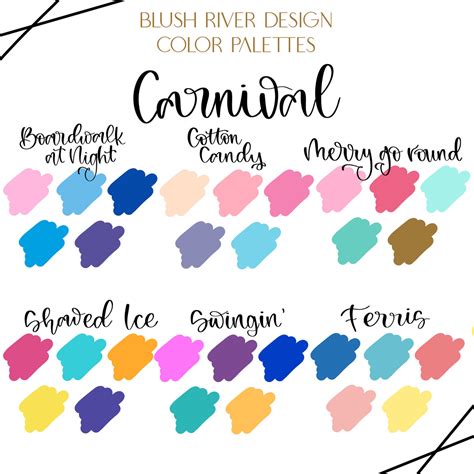 Carnival Procreate Color Palette 6 Mini Color Palettes Inside Blush River Design