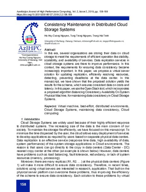 Pdf Consistency Maintenance In Distributed Cloud Storage Systems