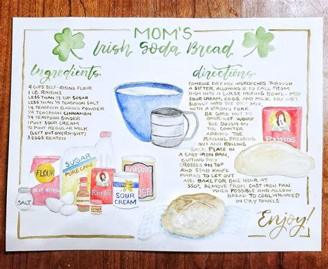 Custom Watercolor Recipe Illustration Favorite Recipe Art Illustrated