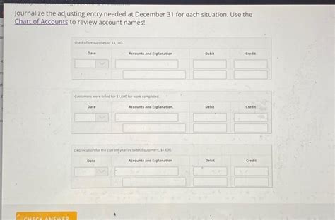 Solved Journalize The Adjusting Entry Needed At December 31