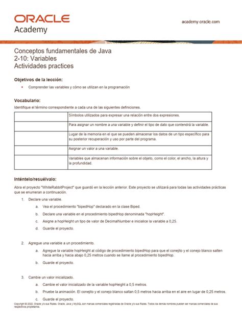 Jf 2 10 Practice Esp Pdf Variable Informática Java Lenguaje De