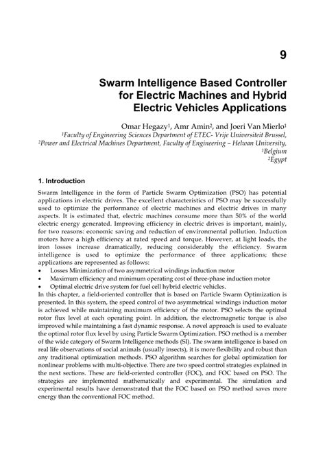Pdf Swarm Intelligence Based Controller For Electric Machines And