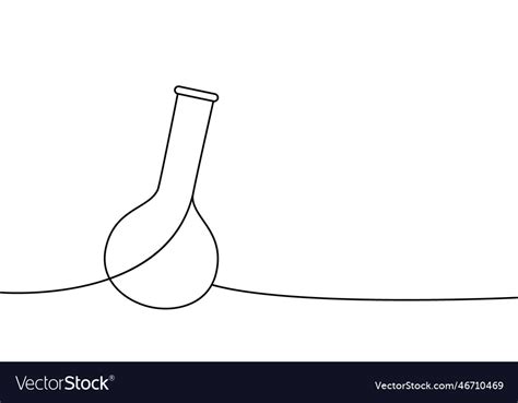 Long Neck Round Bottom Boiling Flask One Line Vector Image