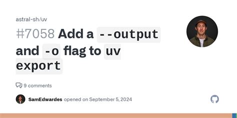 Add A ` Output` And ` O` Flag To `uv Export` · Issue 7058 · Astral Sh
