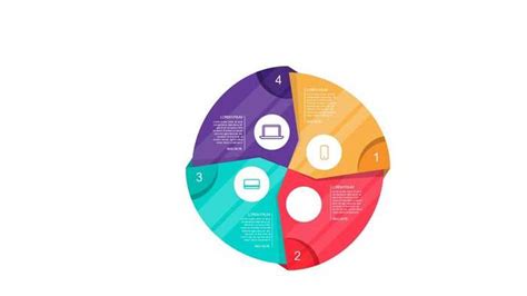 interactive pie chart with vibrant colors and four options powerpoint