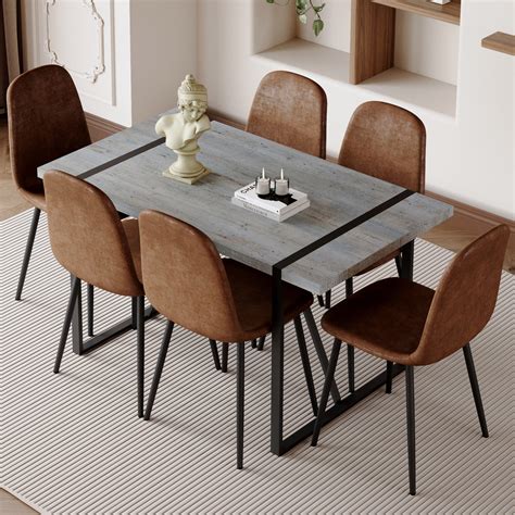 17 Stories Table And Chair Set A Minimalist Retro Rectangular Dining