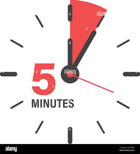 5 Minutes On Stopwatch Icon In Flat Style Clock Face Timer Vector