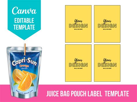 Capri Sun Label Template Blank Canva Editable Template Digital Item