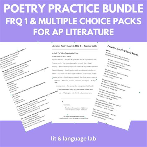 Ap Lit Poetry Practice Bundle Multiple Choice Frq 1 Ap Exam Prep And Review