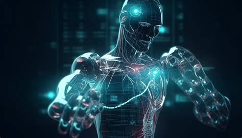 Premium Ai Image Robot Or Cyborg Programming Artificial Intelligence In Cyberspace Data On A