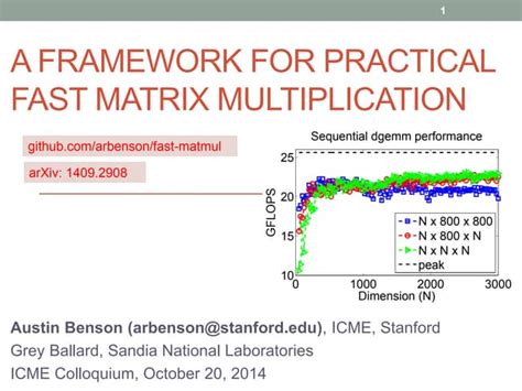 A Framework For Practical Fast Matrix Multiplication Pptx