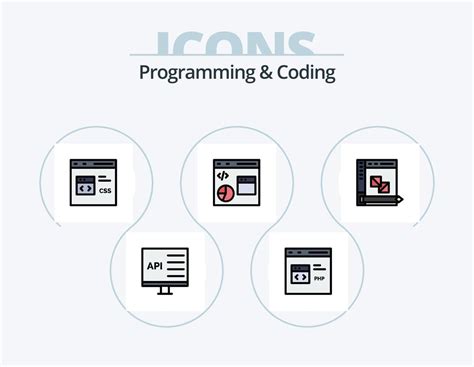 Programming And Coding Line Filled Icon Pack 5 Icon Design Development