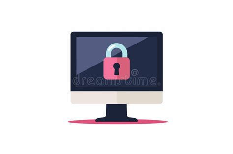 Monitor With Lock Symbol Isolated Vector Style Stock Vector