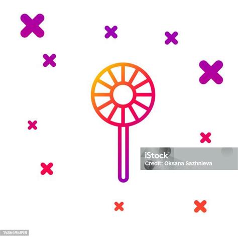 흰색 배경에 격리 된 색상 라인 롤리팝 아이콘 사탕 기호 음식 맛있는 기호 그라데이션 임의동적 셰이프 벡터 가능성에 대한 스톡 벡터 아트 및 기타 이미지 Istock