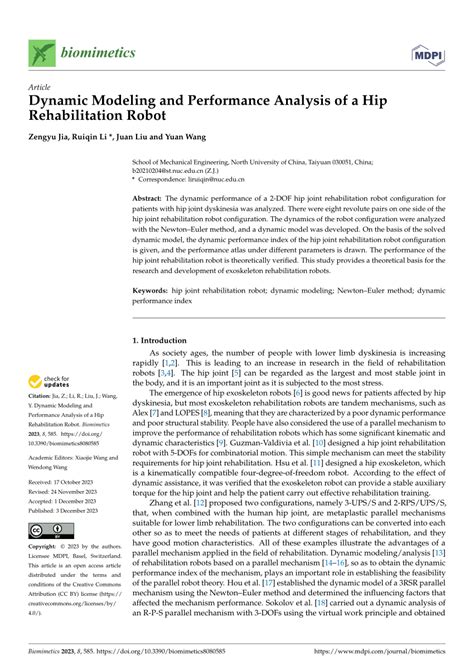 pdf dynamic modeling and performance analysis of a hip rehabilitation