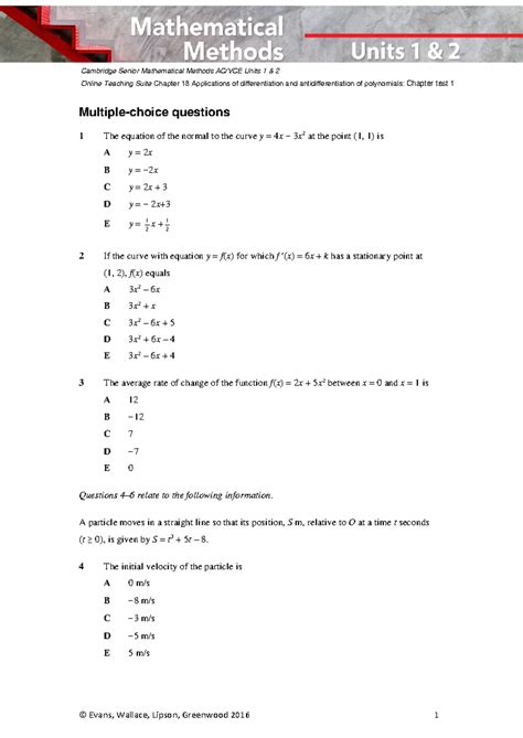 Chapter Test Online Teaching Suite Chapter Applications Of Differentiation Chapter