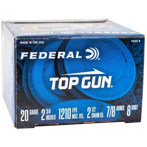 Federal Top Gun 20 Gauge 2 34in 8 78oz Target Shotshells 100