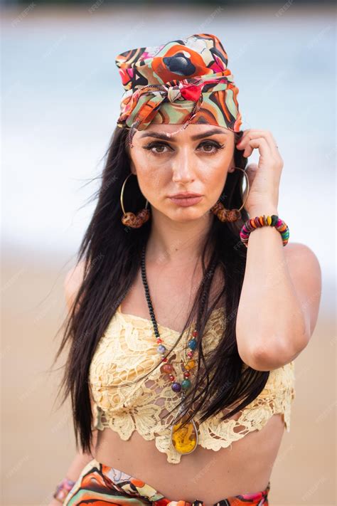 Premium Photo Gorgeous Girl In Bikini On A Beach In A Gypsy Style Dress