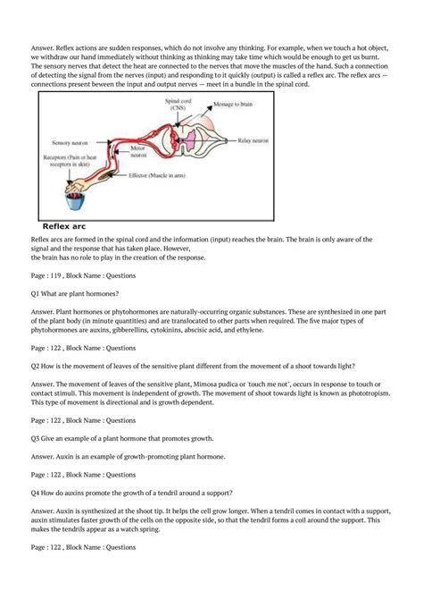 NCERT Solutions Class Science Chapter Control And Coordination