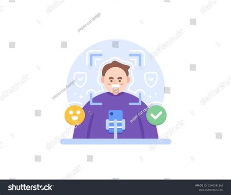 Identity Face Verification Man Scanning His Stock Vector Royalty Free Shutterstock