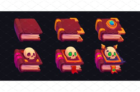 Magic Book Game Level Rank Ui Assets Object Illustrations ~ Creative Market
