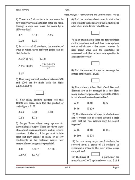 Handout 15 Permutations And Combinations Pdf